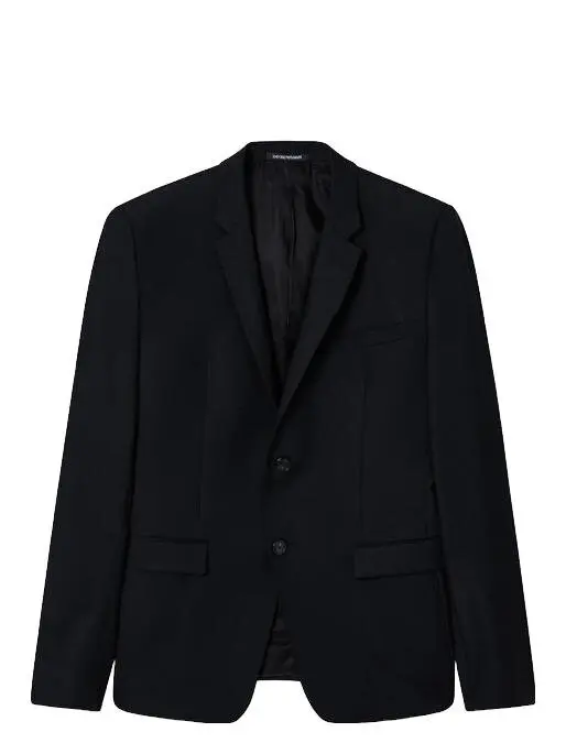 Emporio Armani Single-breasted, Worsted Virgin-wool Jacket - Black