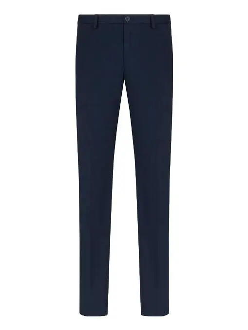 Giorgio Armani Stretch Cashmere And Cotton Trousers - Navy
