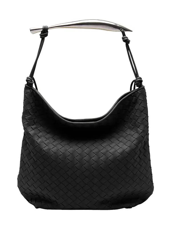 Bottega Veneta Large Intrecciato Leather Hobo Bag - Black-m Brass
