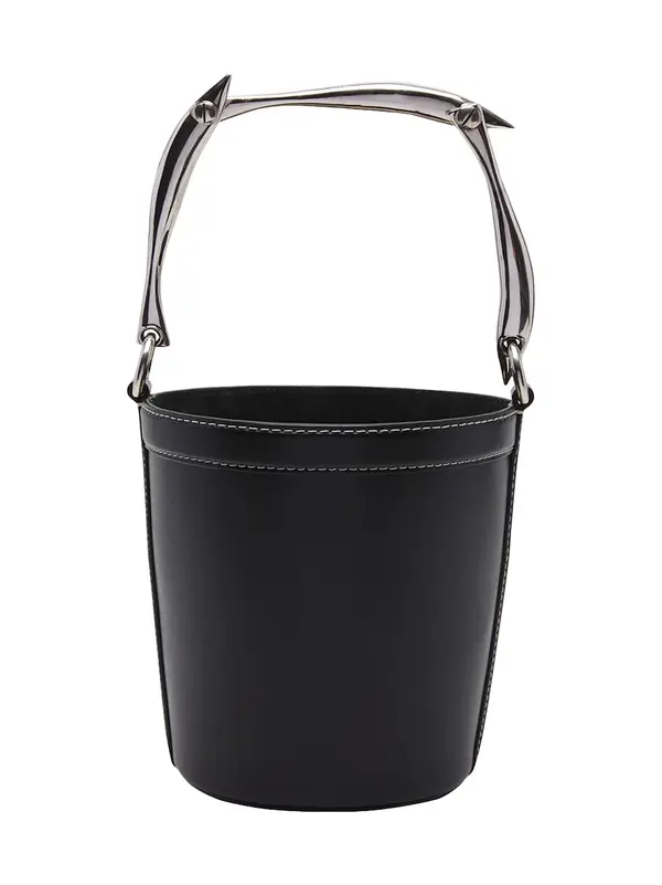 Bottega Veneta Sardine Stitch Leather Bucket Bag - Black-natu-vinta S