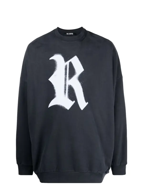 Raf Simons Logo-print Cotton Sweatshirt - Blue