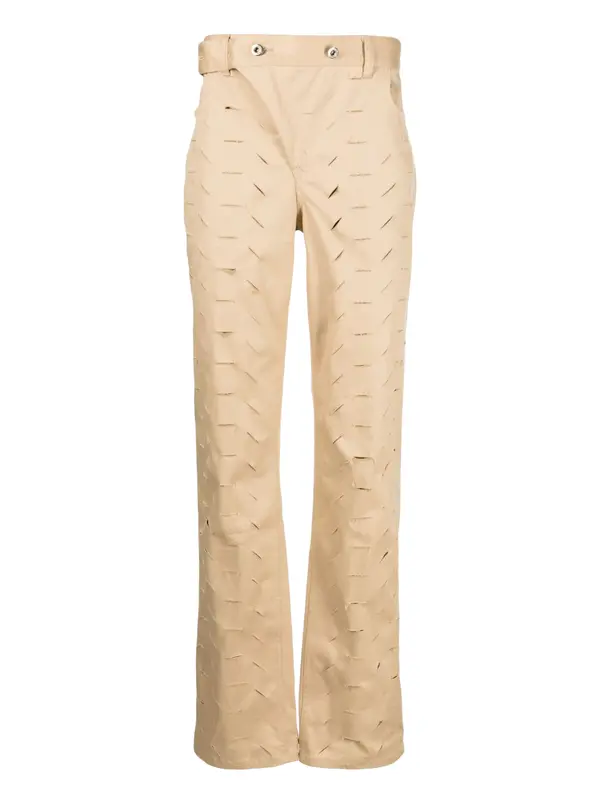 JUNTAE KIM Ripped Straight-leg Trousers - Neutrals