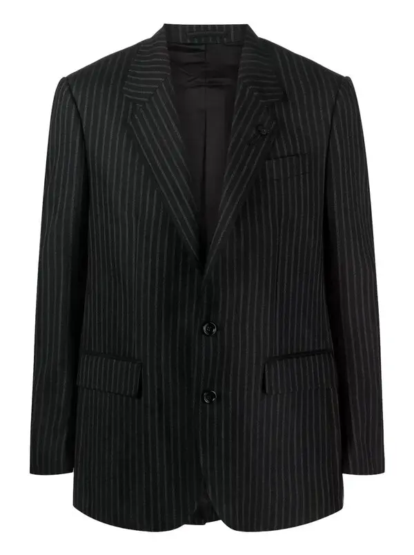 LARDINI Pinstripe-print Single-breasted Blazer - Black