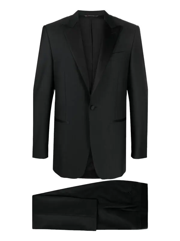 Canali Single-breasted Wool Suit - Black