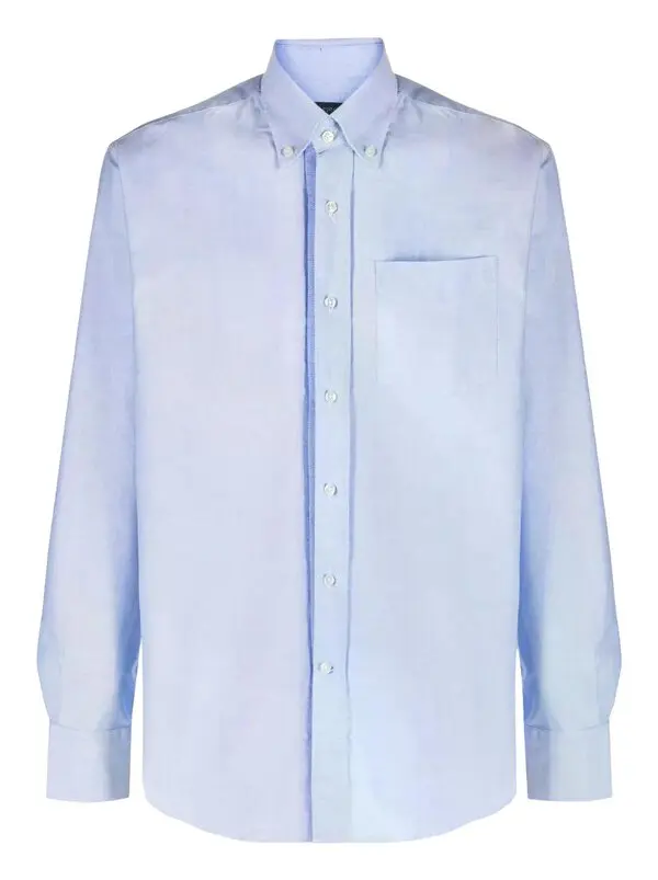 DEPERLU Spread-collar Cotton Shirt - Blue