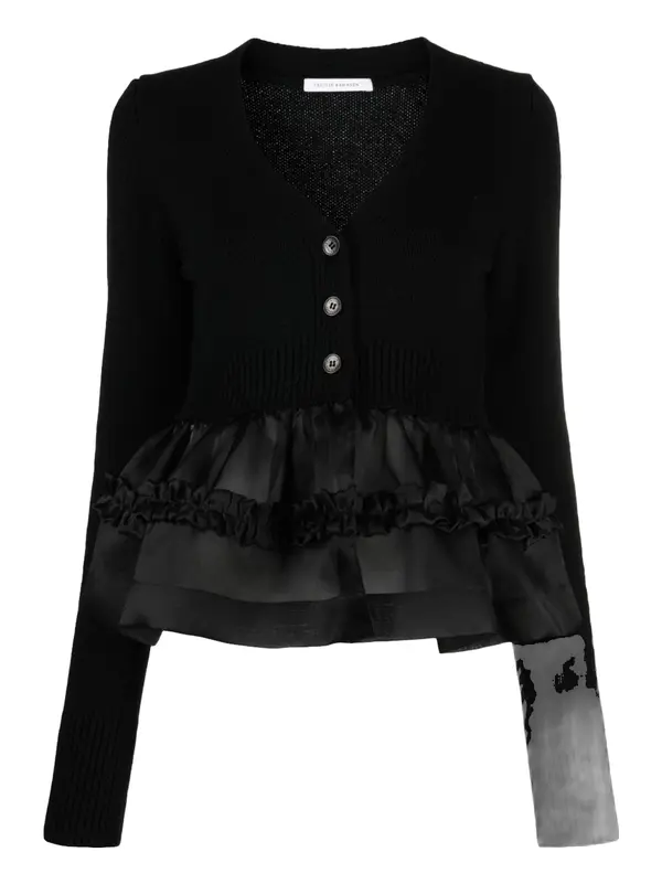 Cecilie Bahnsen Ruffle-hem Button-up Jumper - Black