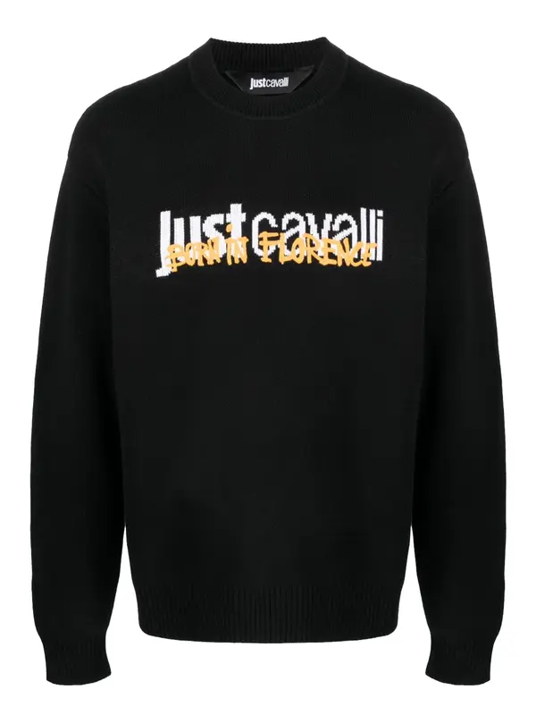 Just Cavalli Intarsia Knit Jumper - Black