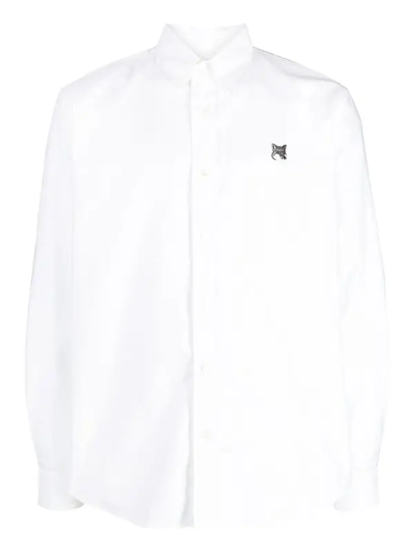 Maison Kitsuné Fox-patch Slim-cut Shirt - White