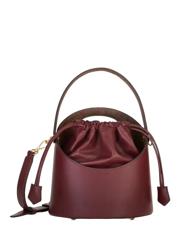 Etro Saturno Leather Bucket Bag - Red