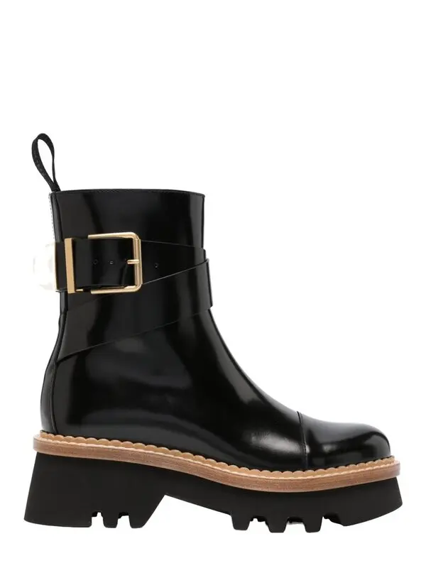 Chloé Owena Leather Ankle Boots - Black