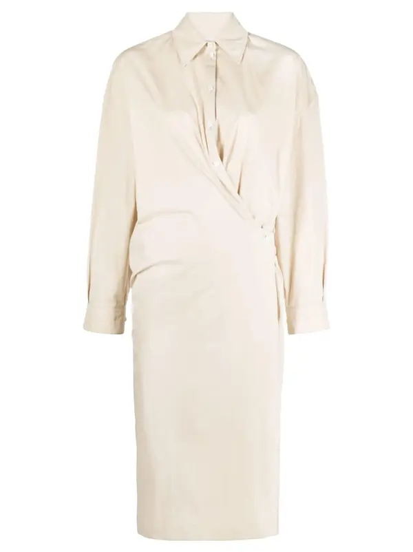 LEMAIRE Twisted Midi Shirt Dress - Neutrals