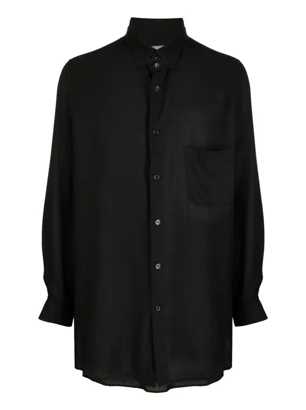 Yohji Yamamoto Pointed-collar Button-up Shirt - Black