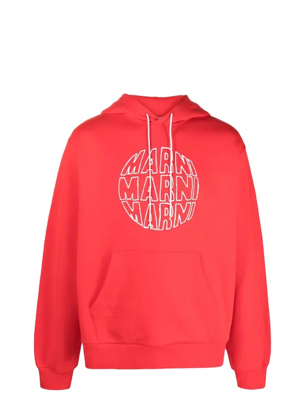 Marni Logo-print Cotton Hoodie - Red