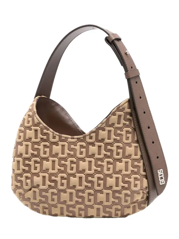 Gcds Comma Monogram Embossed Shoulder Bag - Brown