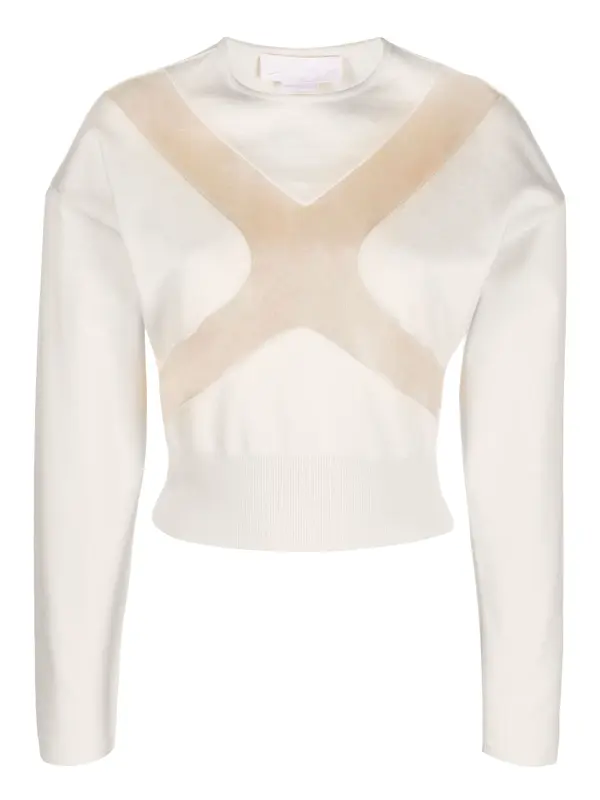 GENNY Sheer-paneled T-shirt - Neutrals