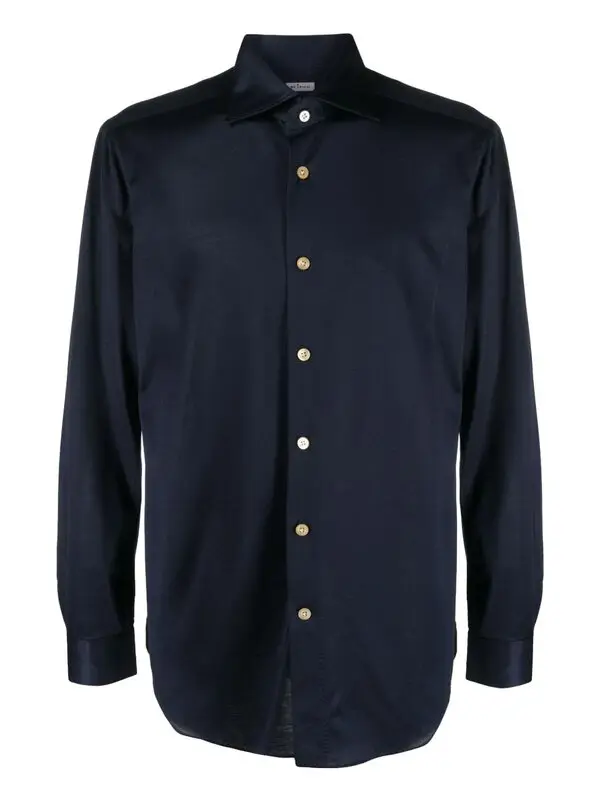Kiton Slim-cut Cotton Shirt - Blue