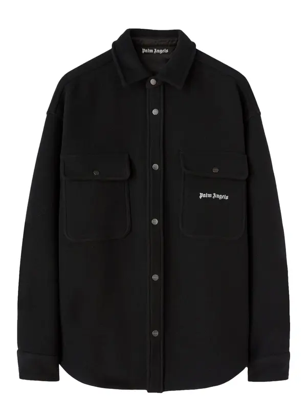Palm Angels Logo-embroidered Twill Shirt Jacket - Black