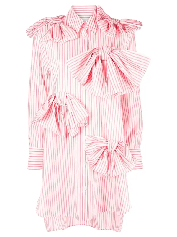 Viktor & Rolf Striped Shirtdress With Bows - Pink