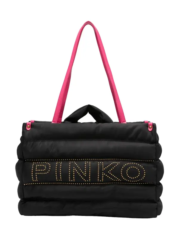 Pinko Logo-embellished Quilted Tote Bag - Black