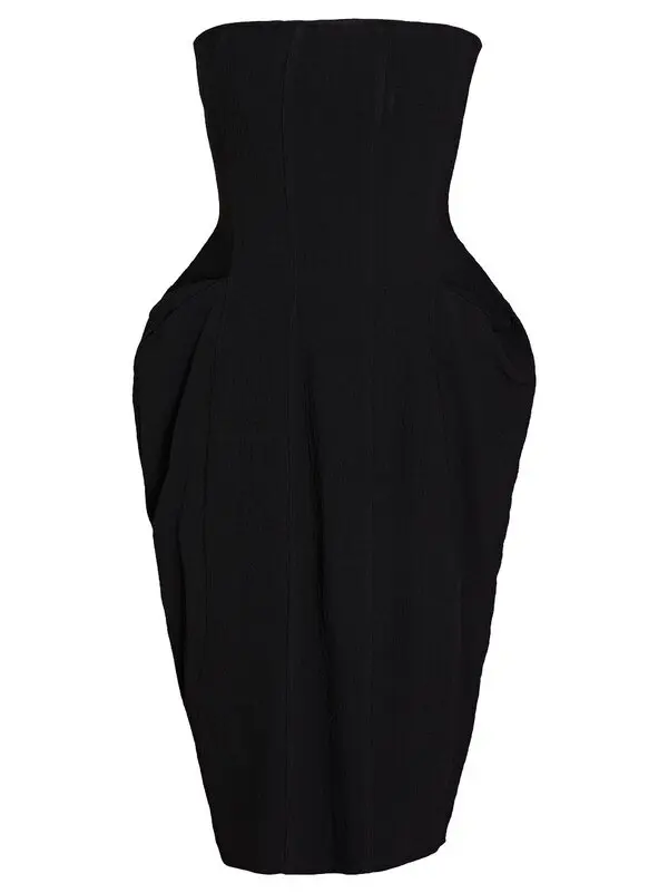 Bite Studios Strapless Pleated Crepe Dress - Black