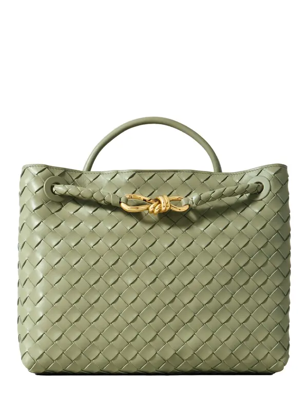 Bottega Veneta Andiamo Medium Embellished Intrecciato Leather Shoulder Bag - Green