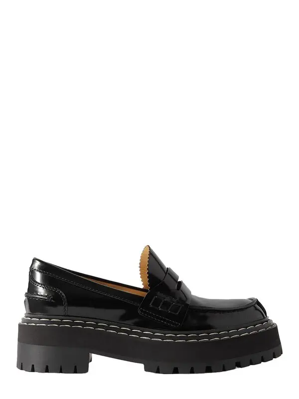 Proenza Schouler Patent-leather Platform Loafers - Black