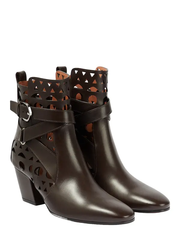 Alaïa Ziggy Vienne Leather Ankle Boots - Black