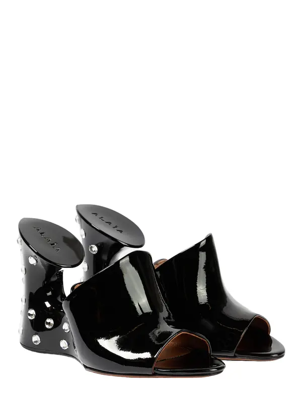 Alaïa La Sculpture Embellished Mules - Black