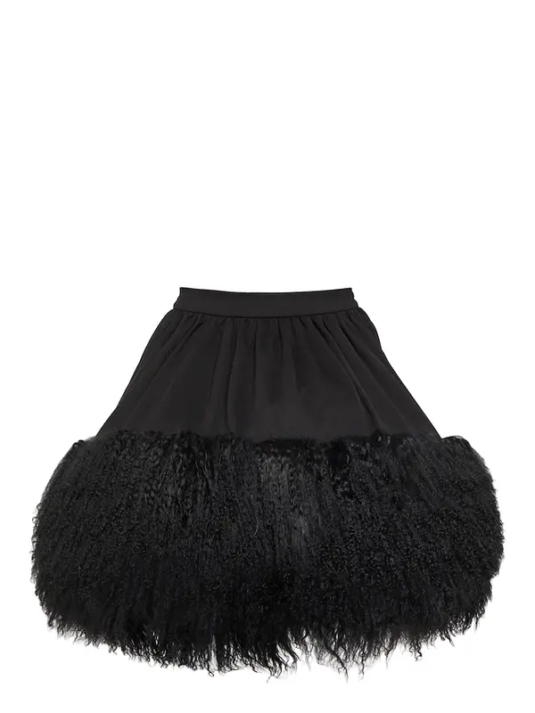 David Koma Jersey And Shearling Miniskirt - Black