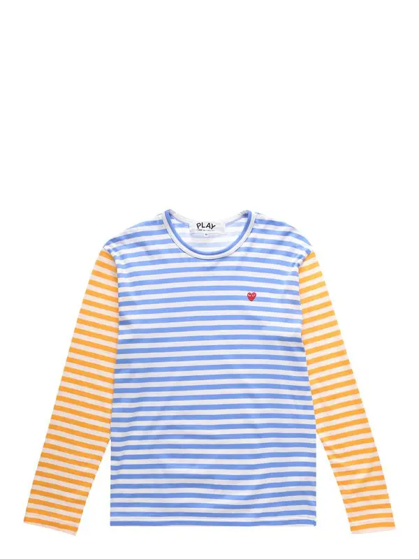 Play Comme Des Garcon Bi-color Striped Long-sleeve T-shirt - Blue