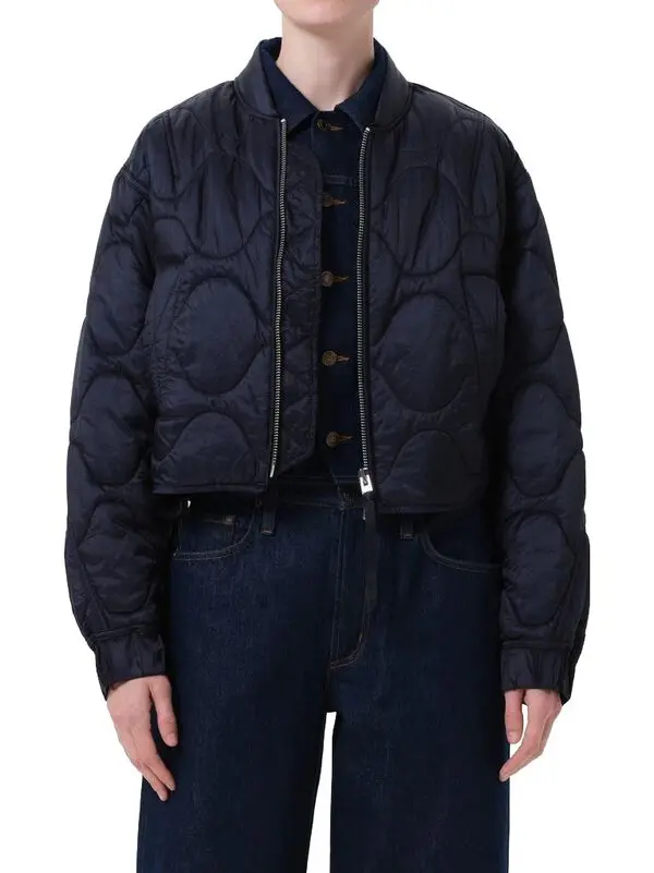 AGOLDE Iona Quilted Nylon Bomber Jacket - Ink Navy Nylon