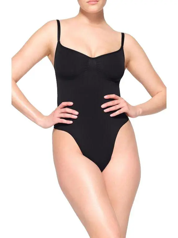 SKIMS Seamless Sculpt Thong Bodysuit - Onyx