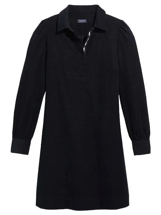Vineyard Vines Long Sleeve Corduroy Popover Dress - Jet Black