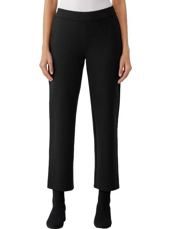 Eileen Fisher Ponte Ankle Straight Leg Pants - Black
