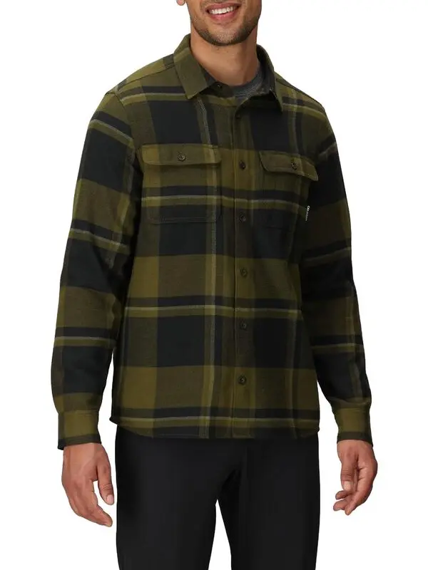 OUTDOOR RESEARCH Feedback Plaid Flannel Overshirt - Dark Olive Plaid