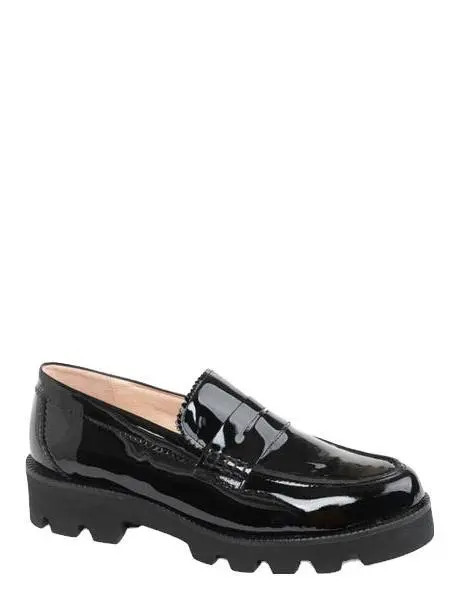 PATRICIA GREEN Vince Lug Sole Penny Loafer - Black Patent