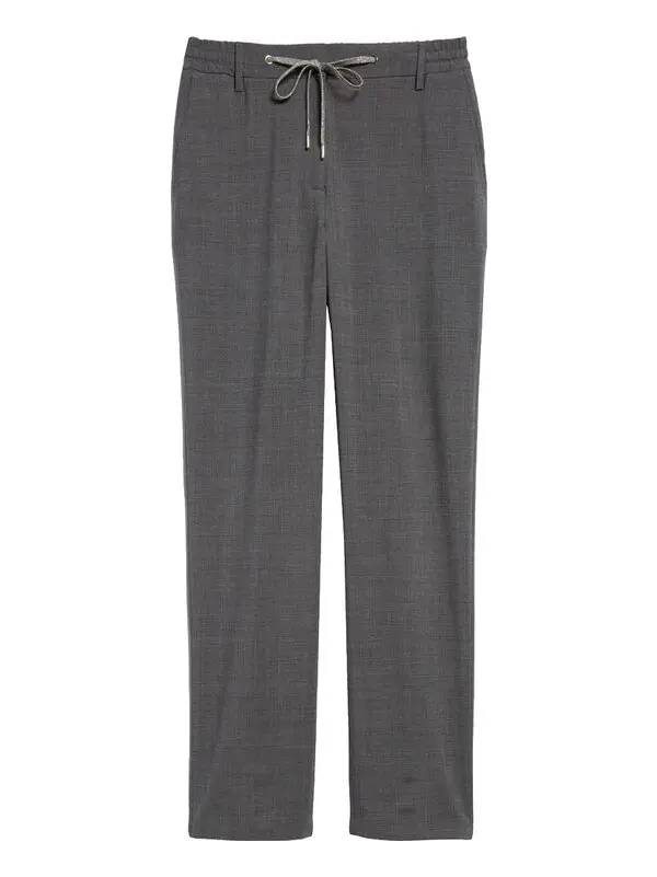 Eleventy Stretch Virgin Wool Drawstring Trousers - Grigio Medio Melange