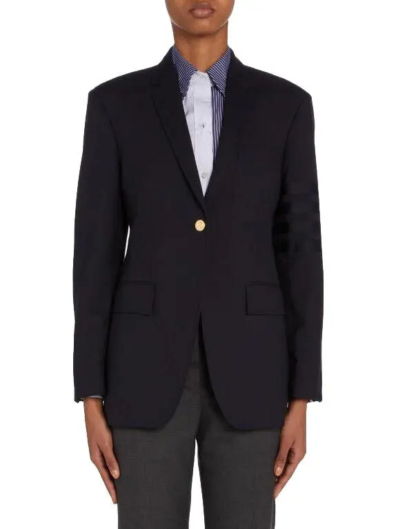 Thom Browne Single-breasted Wool Twill Blazer - Dark Blue