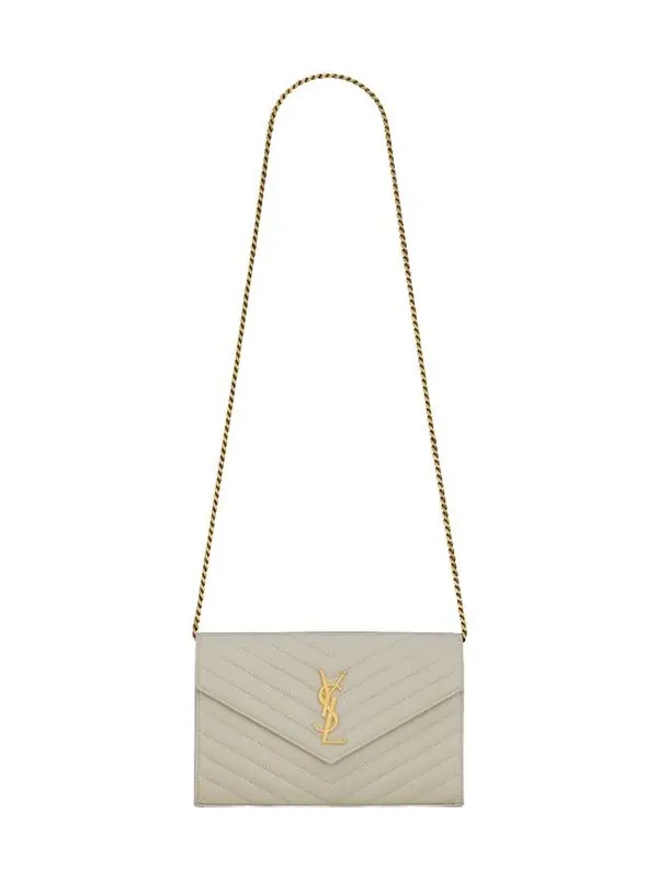 Saint Laurent Monogram Matelassé Envelope Bag - White