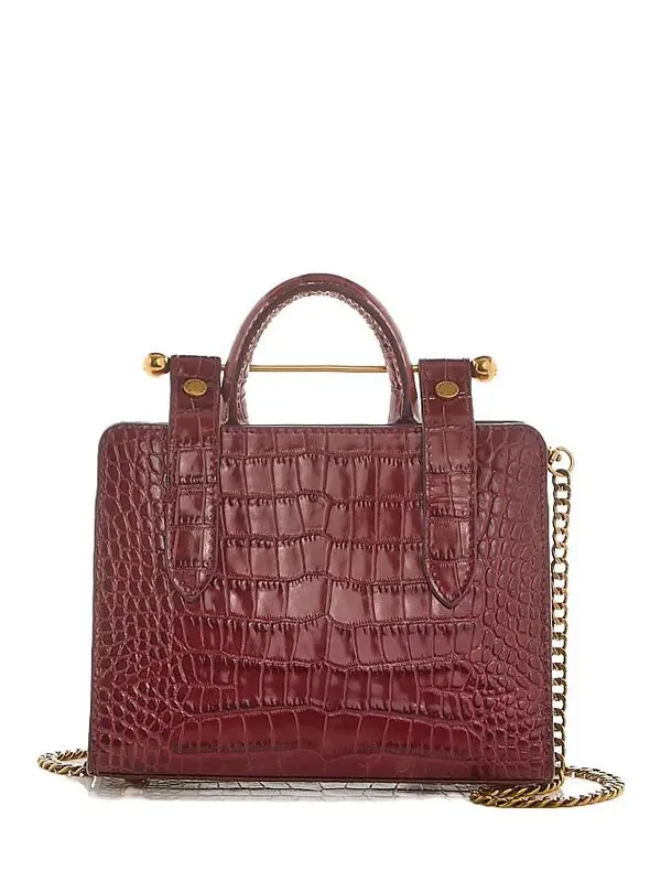 Strathberry Nano Tote - Oxblood Croc Embossed