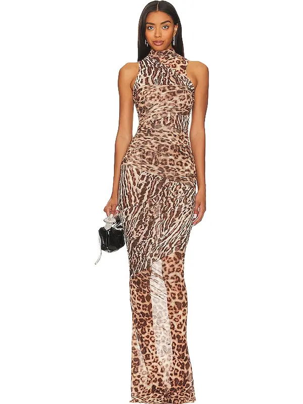 SEROYA Ronnie Dress - Tan Leopard