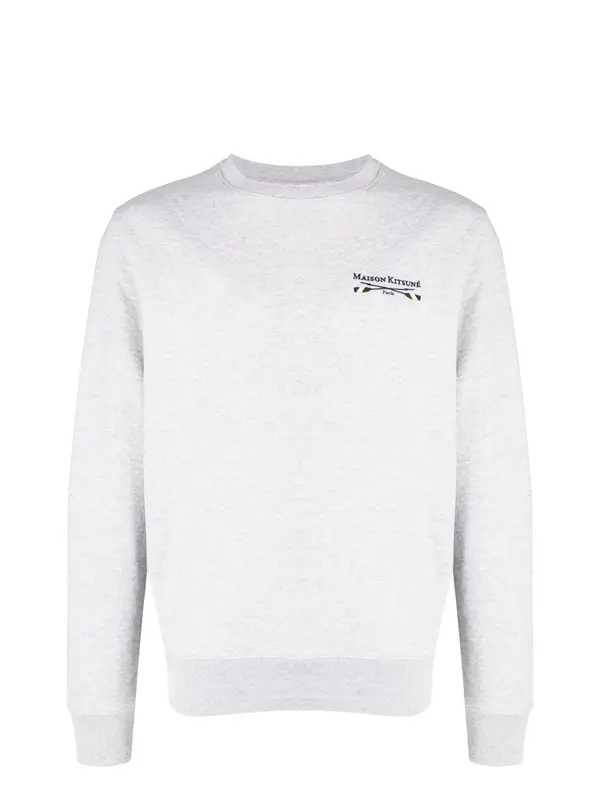 Maison Kitsuné Logo-embroidered Cotton Sweatshirt - Grey