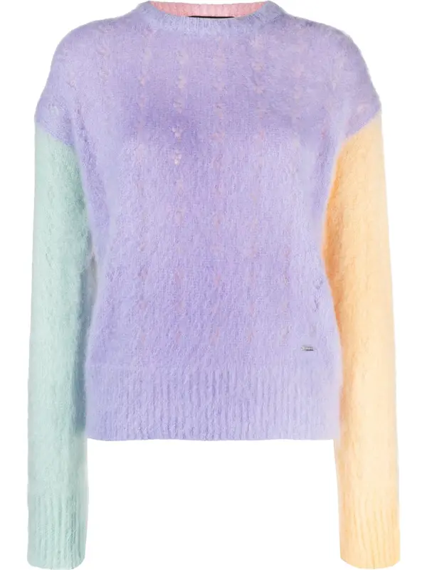 Dsquared2 Colour-block Cable-knit Jumper - Purple