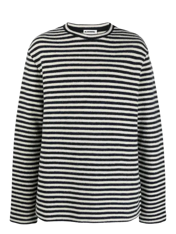 JIL SANDER Striped Wool Sweater - White