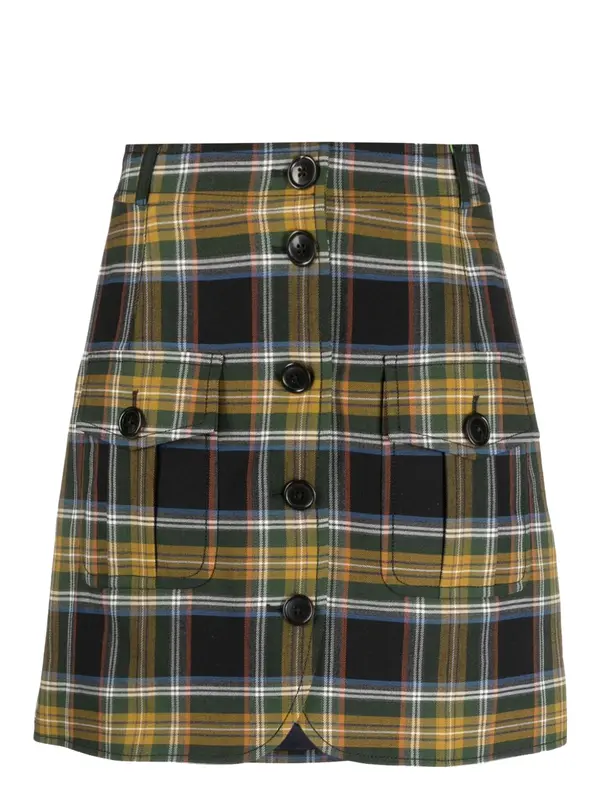 Kenzo Plaid A-line Mini Skirt - Green