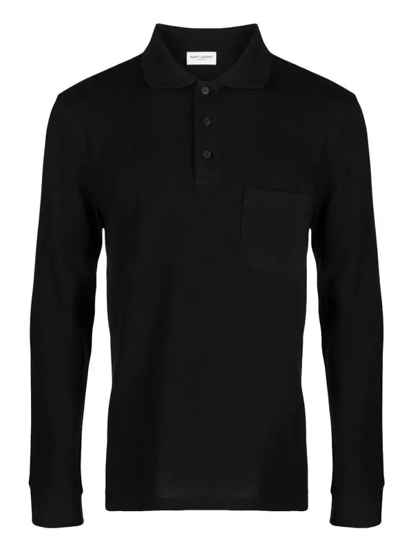 Saint Laurent Logo-embroidered Polo Shirt - Black