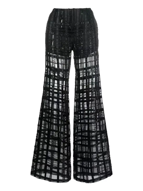 Alberta Ferretti Transparent Palazzo Trousers - Black