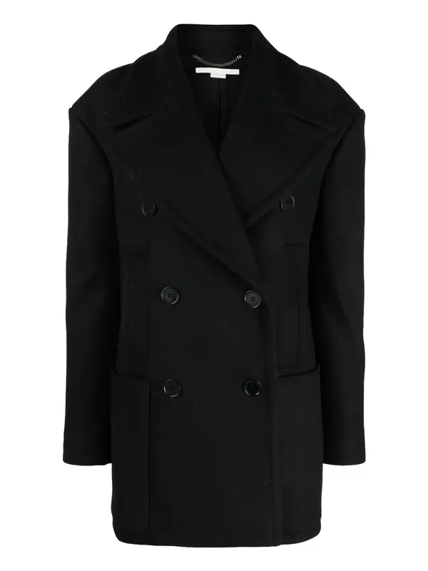 Stella McCartney Wool Double-breasted Coat - Black