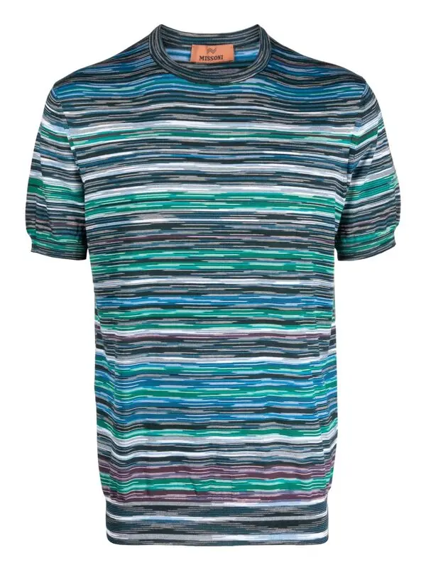 Missoni Striped Cotton T-shirt - Blue