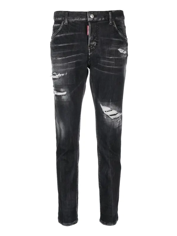 Dsquared2 Distressed Cropped Skinny Jeans - Black